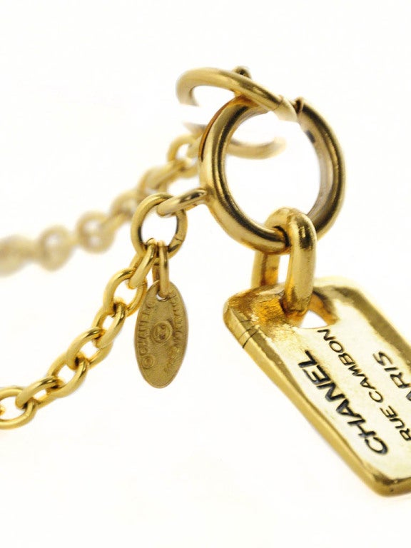 Gold Chanel Chain Necklace with Hanging Stamped Tag at 1stDibs | chanel ...