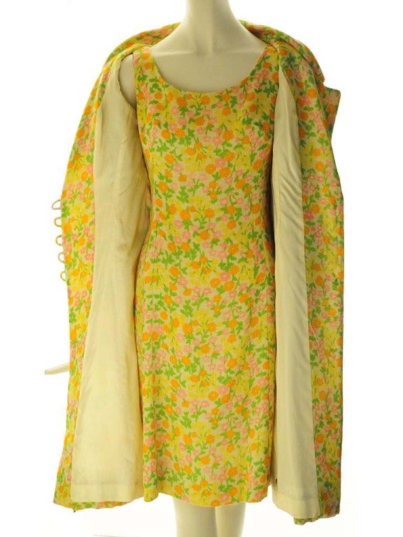 1960's Floral Bramson/ Gale Mitchell Dress and Coat Ensemble at 1stDibs ...
