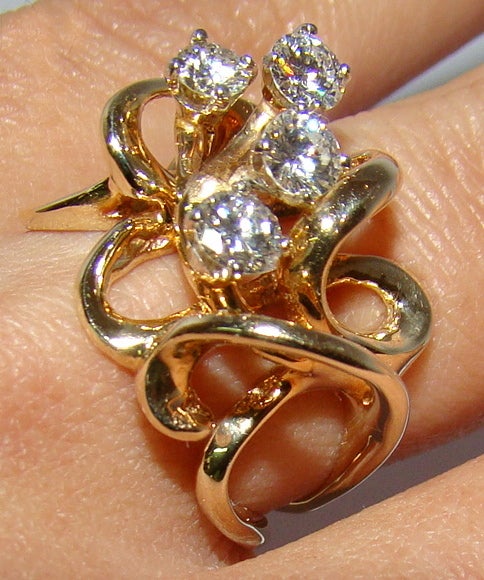 Free Formed Design with Diamonds Ring. For Sale at 1stDibs