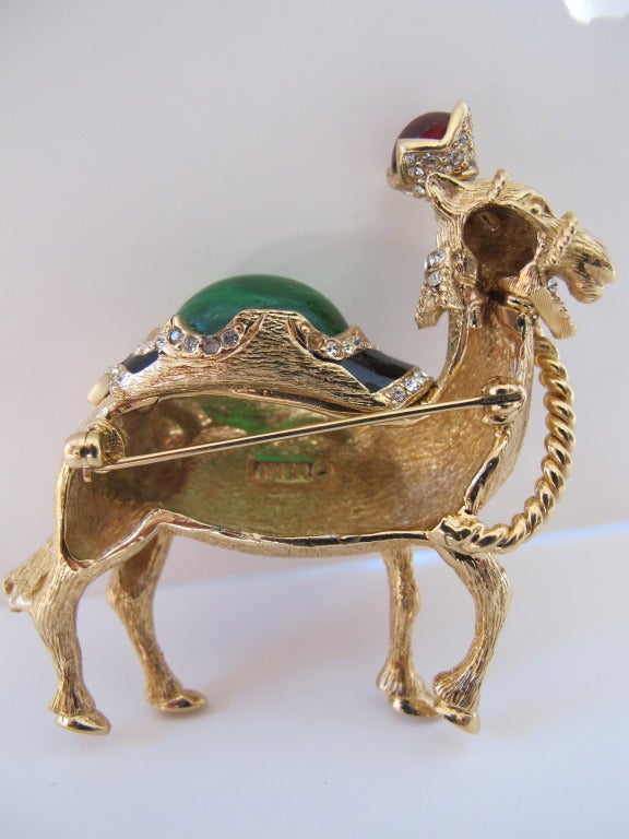 Vintage Ciner Jeweled and Enamel Camel Brooch at 1stDibs
