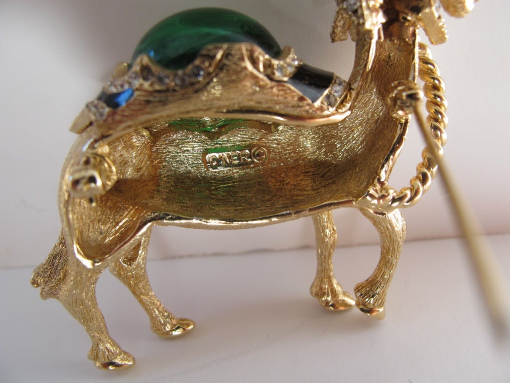 Vintage Ciner Jeweled and Enamel Camel Brooch at 1stDibs