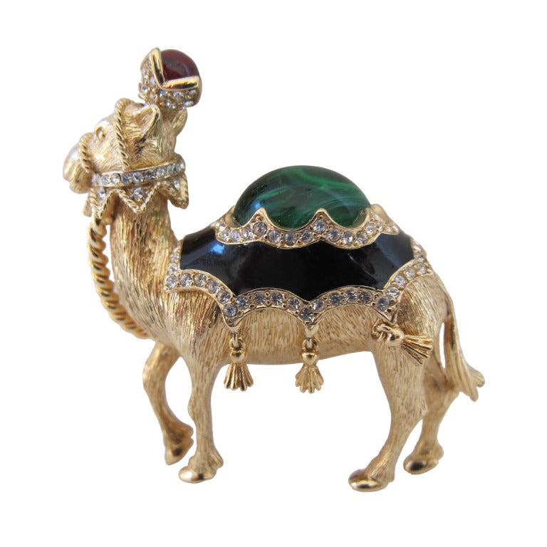 Vintage Ciner Jeweled and Enamel Camel Brooch at 1stDibs