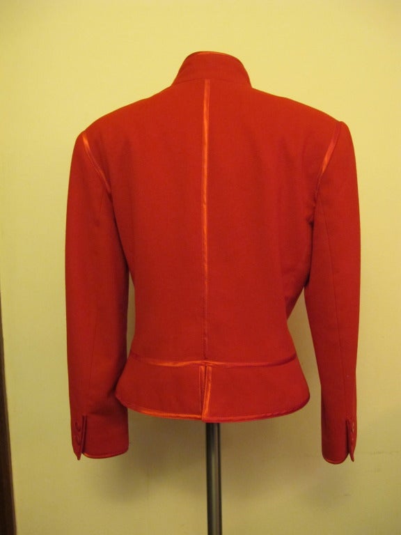 Louis Féraud Brilliant Red Double Breasted Jacket For Sale at 1stDibs