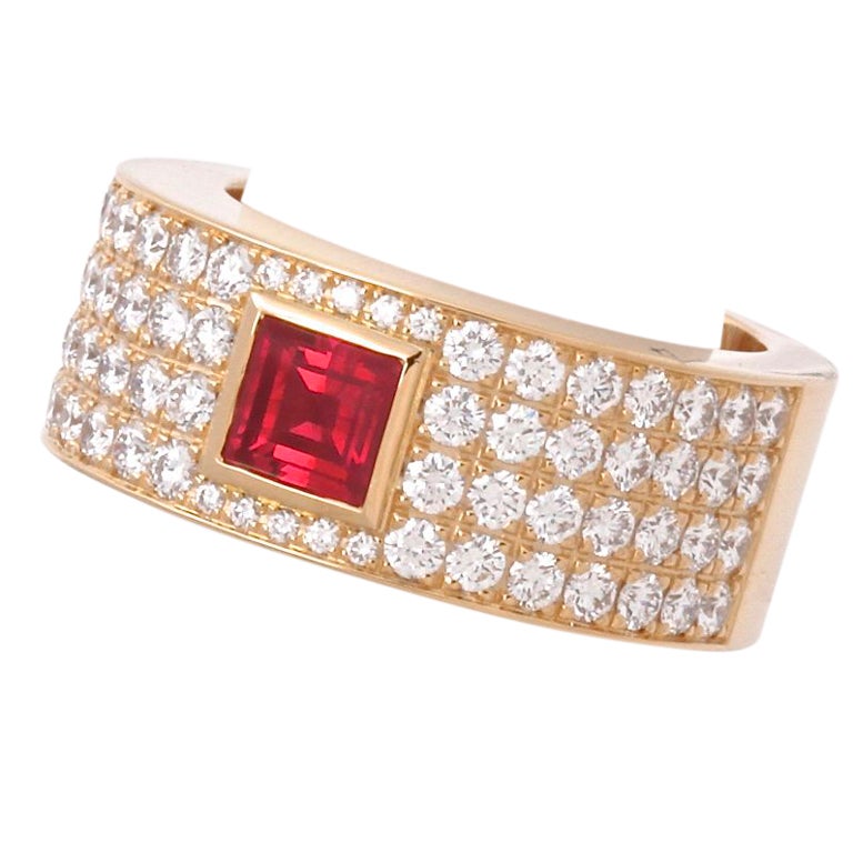 CHOPARD Diamond Ruby Gold Ring at 1stdibs