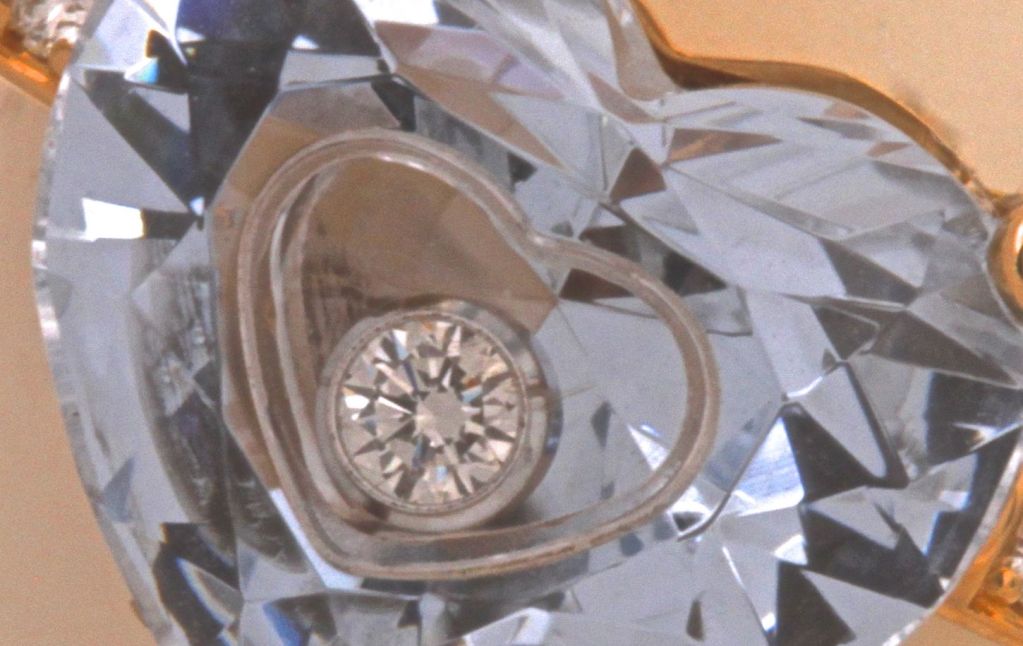 CHOPARD Diamond Gold Blue "Happy" Heart Ring at 1stDibs