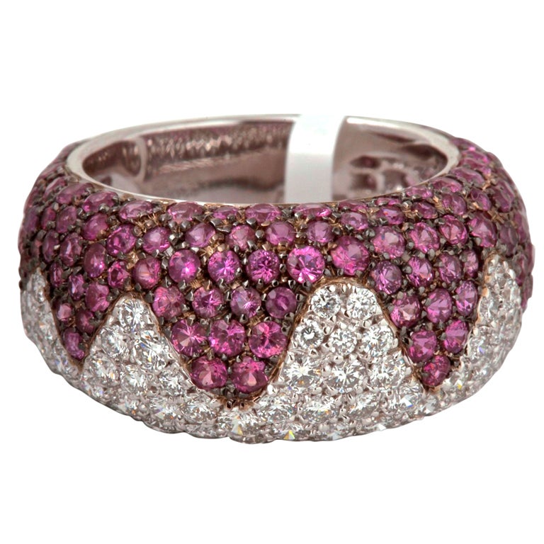 CHOPARD Diamond Sapphire Gold Wave Ring For Sale at 1stDibs