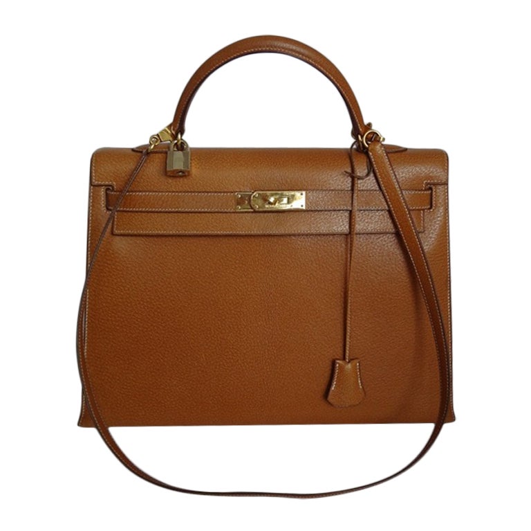 Hermes Kelly 35 Gold Pecari at 1stDibs