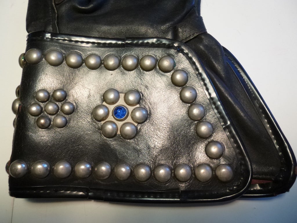 Vintage 1940s/50s Customized Leather Motorcycle Gauntlet Gloves For ...