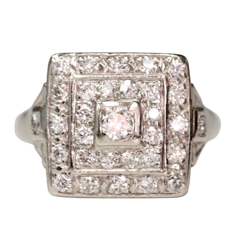Square Art Deco Diamond Ring at 1stDibs
