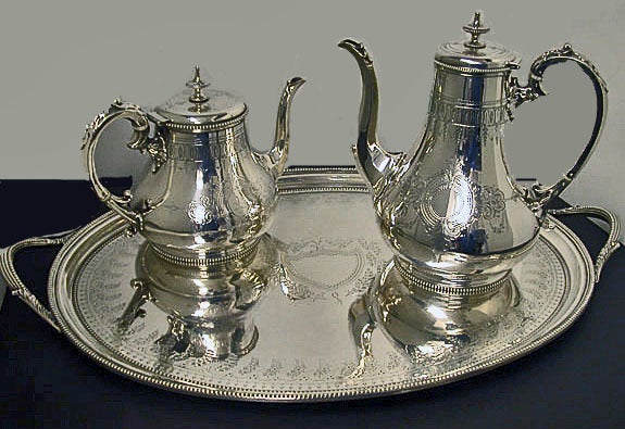 Antique English Silver Tea and Coffee Service and Tray 141ozs at 1stDibs