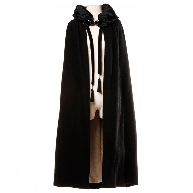Antique Edwardian Opera Cape Coat w Origami Silk Collar + Lining at 1stDibs