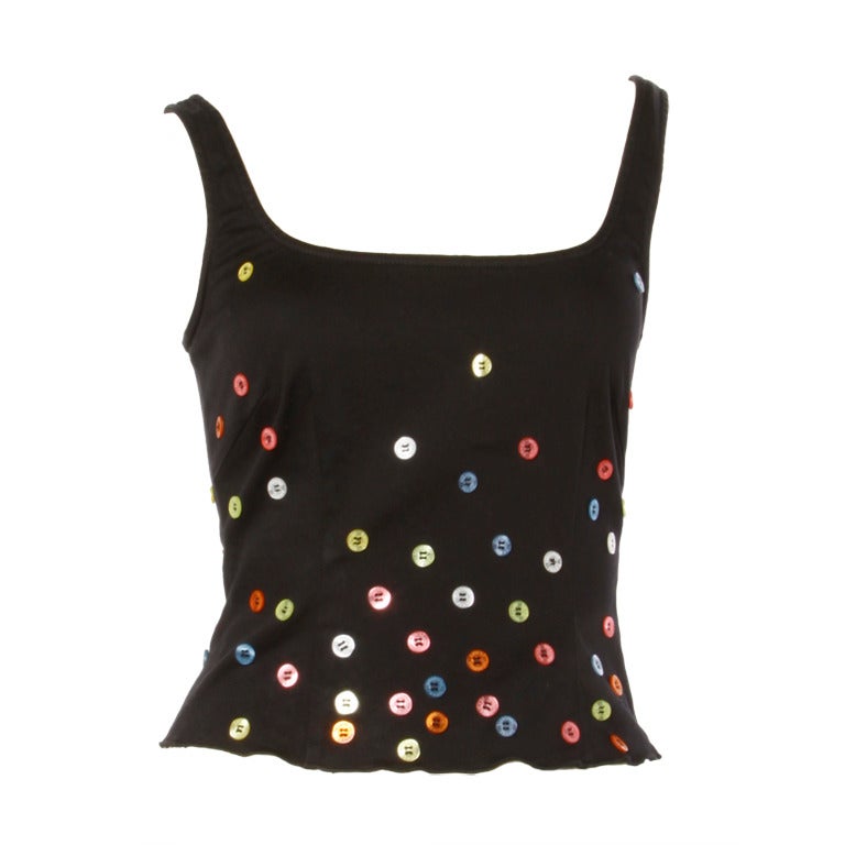 Moschino Jeans Vintage 90s 1990s Rainbow Buttons Tank Top at 1stDibs