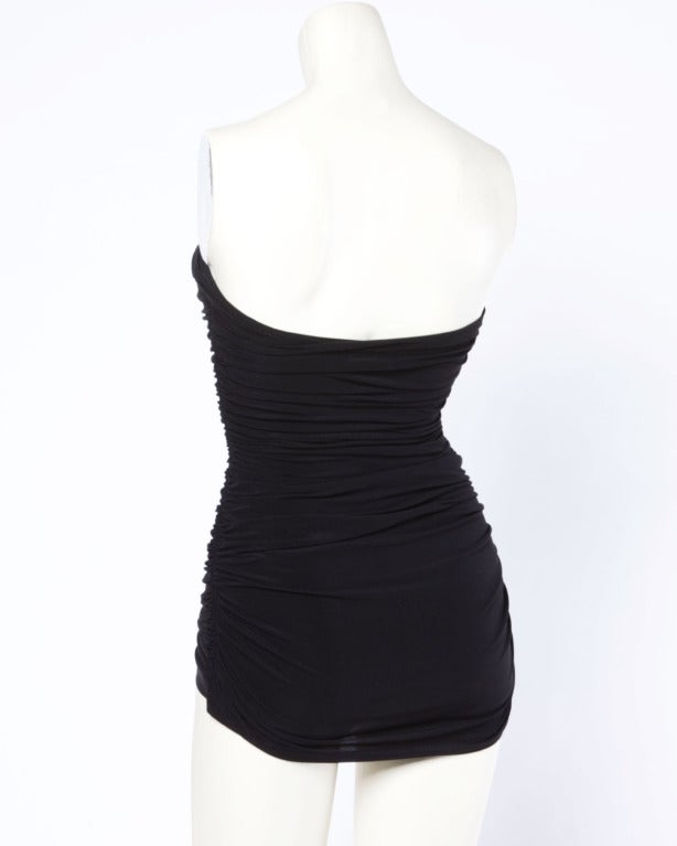 Norma Kamali Omo Vintage 1980s 80s Black Cut Out Ruched Swimsuit or ...