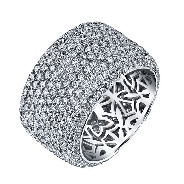 Wide Pave Diamond Band For Sale at 1stDibs