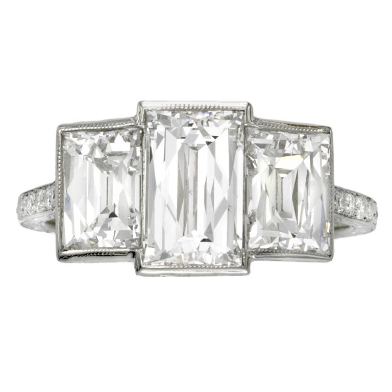 A Tycoon cut diamond three stone ring at 1stDibs