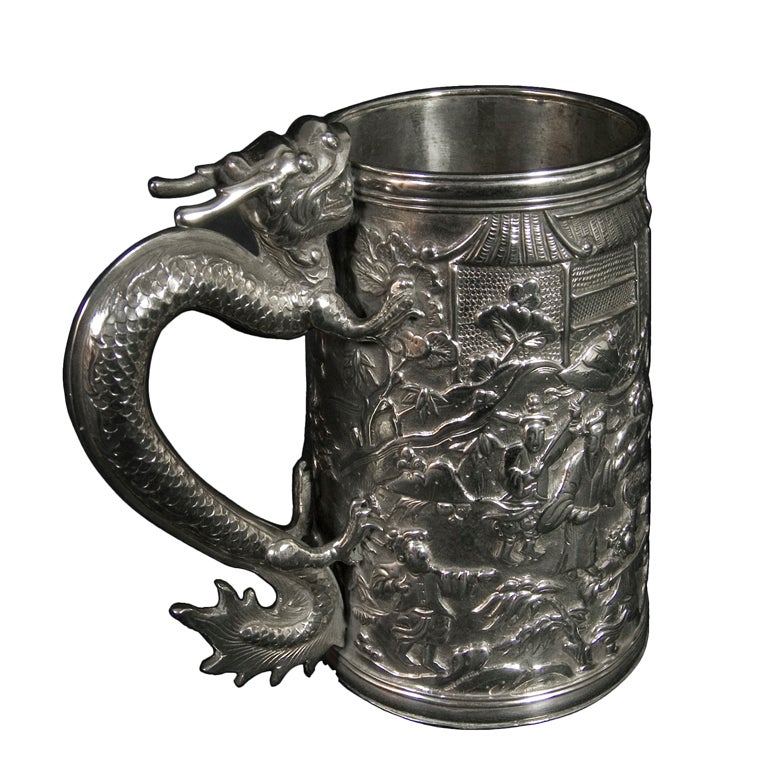 Chinese Export Silver Mug For Sale at 1stDibs