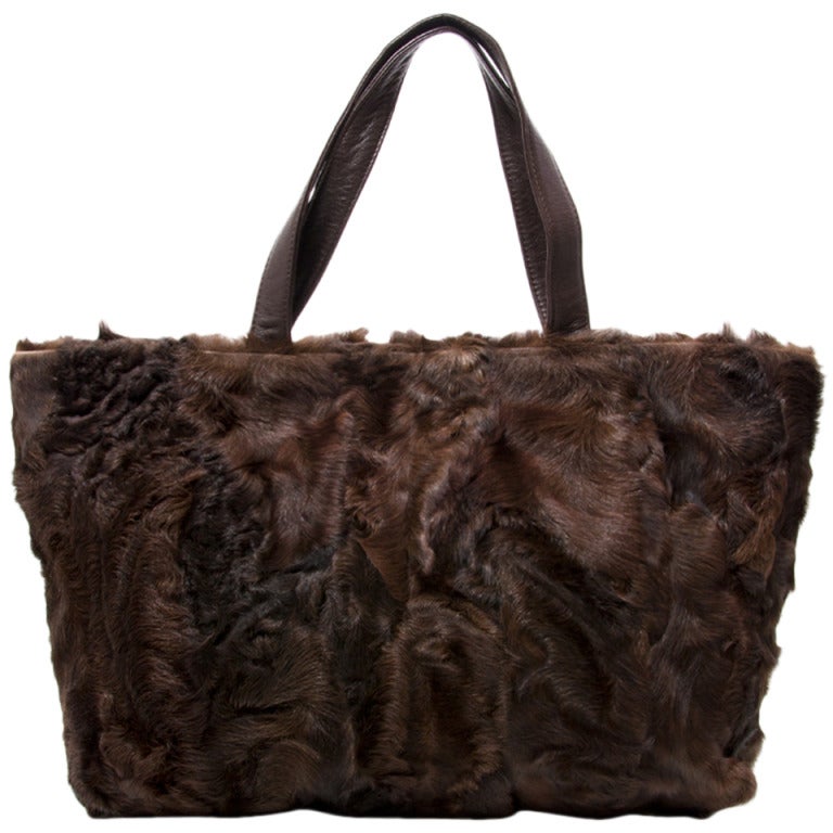 Loewe Dark Brown Fur Handbag at 1stDibs