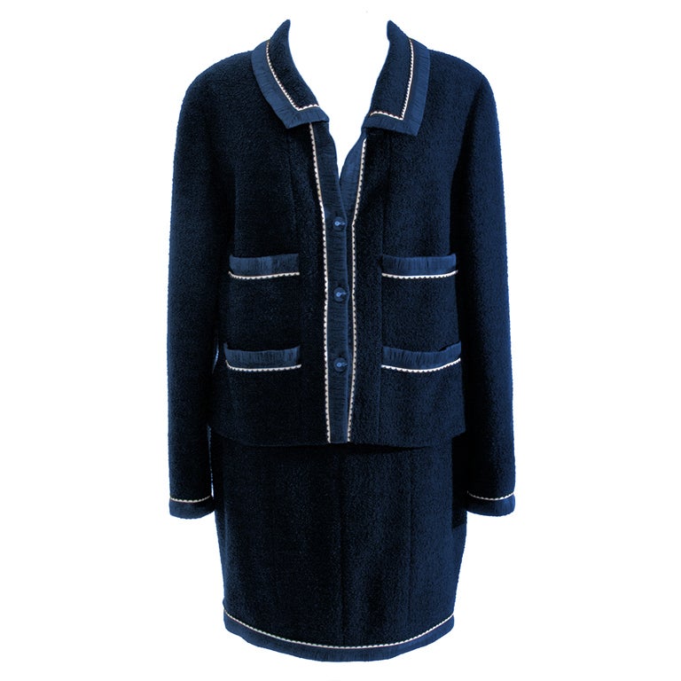 Chanel 60's Navy Tweed Suit at 1stDibs