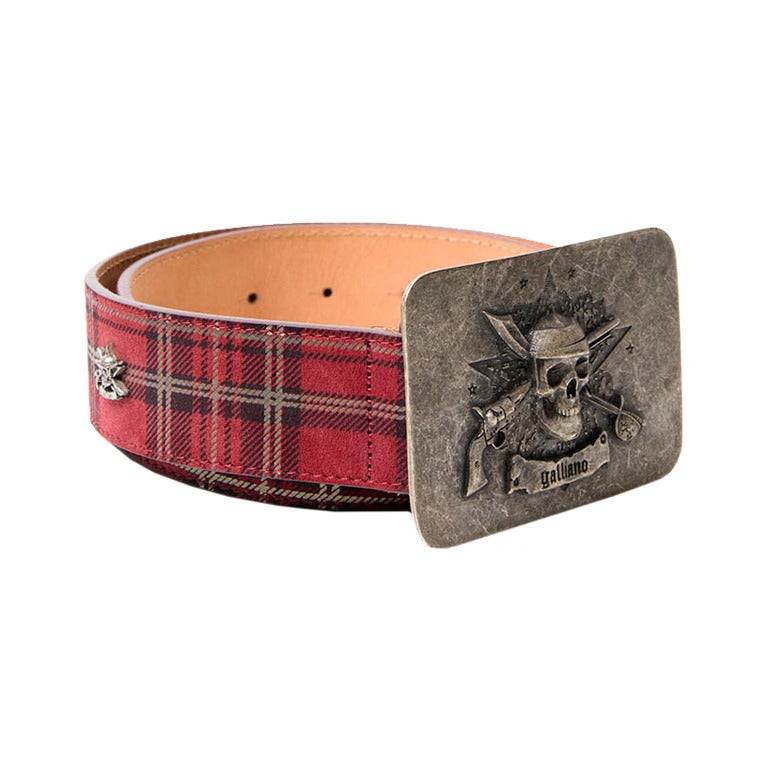 Galliano Red Checkered Belt at 1stDibs