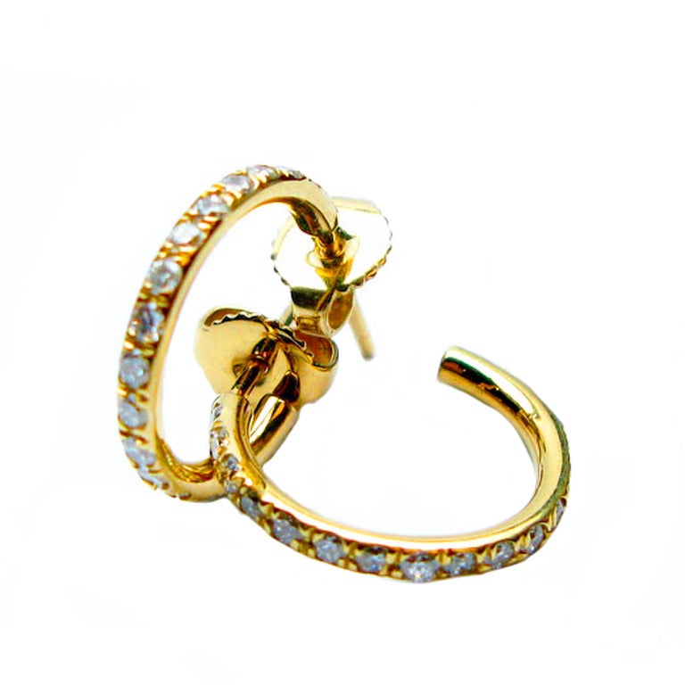 Yellow Gold Diamond Hoops For Sale at 1stDibs | diamon hoops