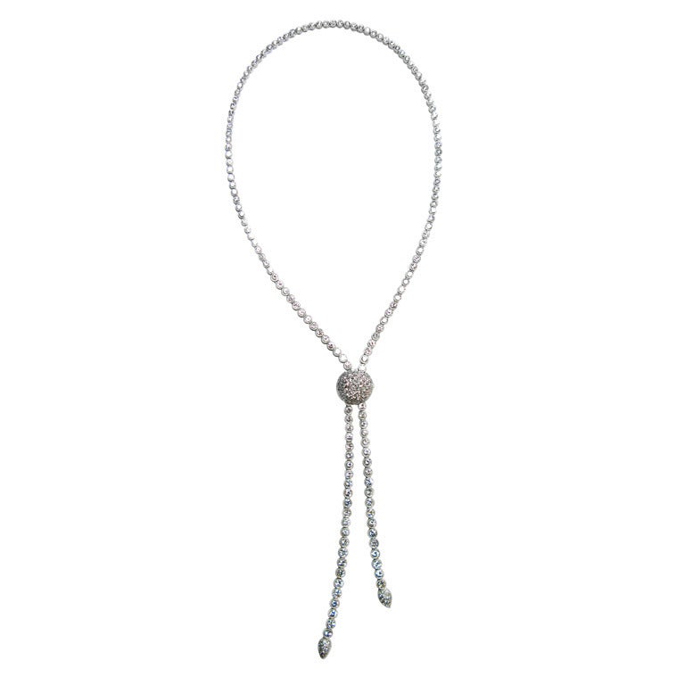 Diamond Platinum Lariat Necklace at 1stDibs