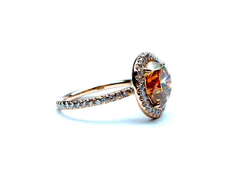 4.26Ct Fancy Cognac Diamond Frame Ring at 1stDibs