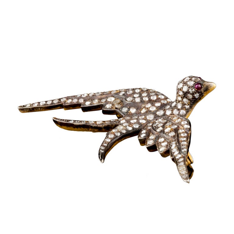 Diamond Bird Brooch at 1stdibs