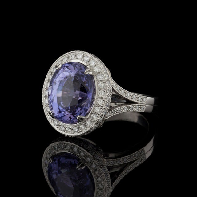 9.36ct Natural Violet Sapphire and Diamond Ring at 1stDibs | violet ...