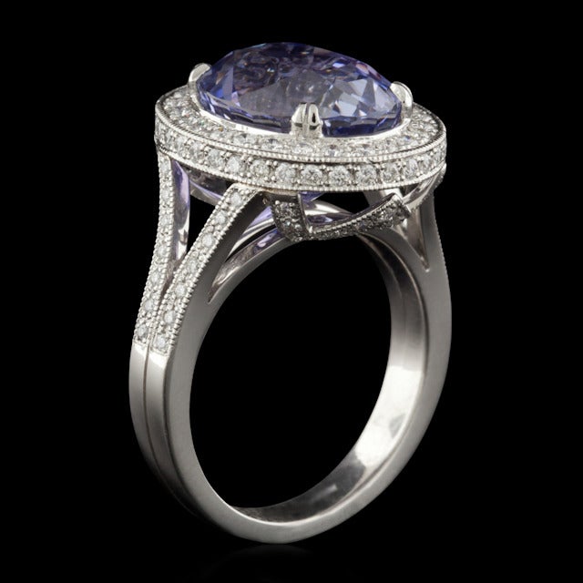 9.36ct Natural Violet Sapphire and Diamond Ring at 1stDibs | violet ...