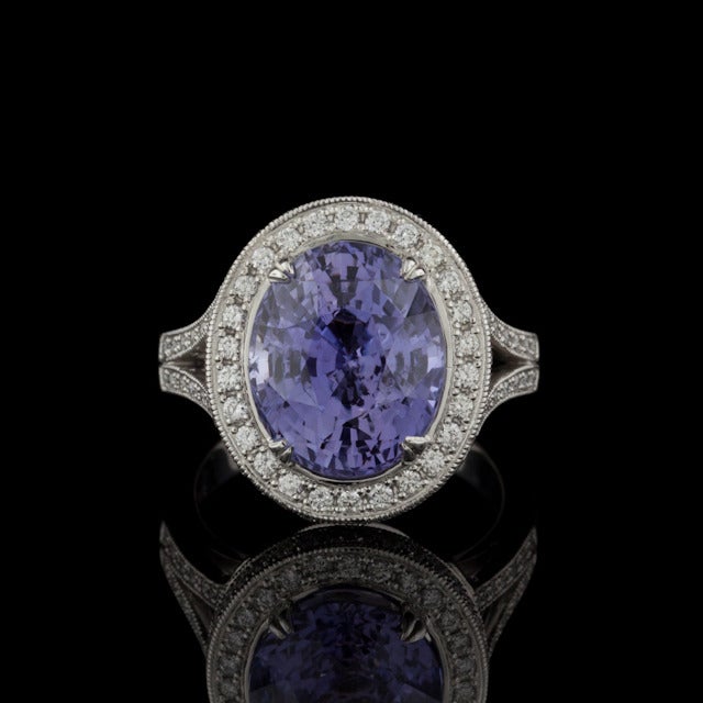 9.36ct Natural Violet Sapphire and Diamond Ring at 1stDibs | violet ...