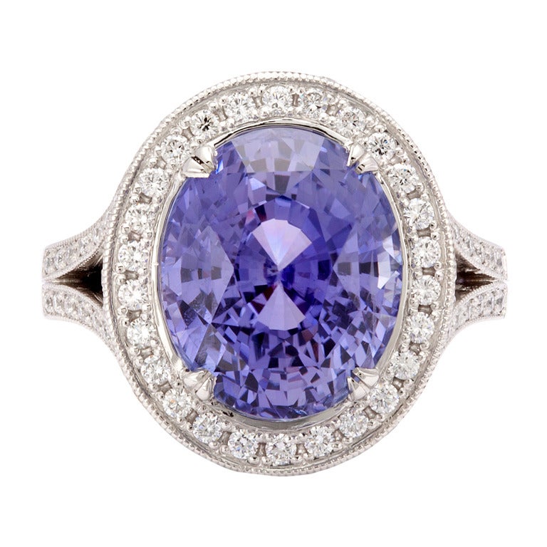 9.36ct Natural Violet Sapphire and Diamond Ring at 1stDibs | violet ...