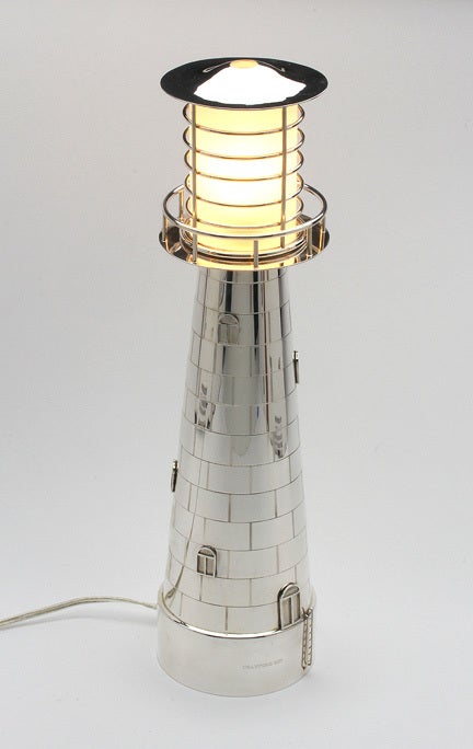 Silver Lighthouse Table Lamp For Sale at 1stDibs