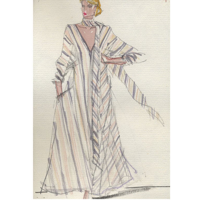 Joe Eula Fashion Illustration for Halston at 1stDibs