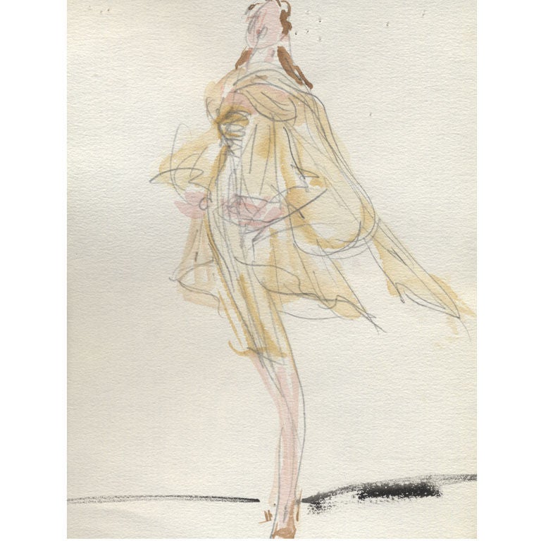Joe Eula Fashion Illustration for Halston at 1stDibs