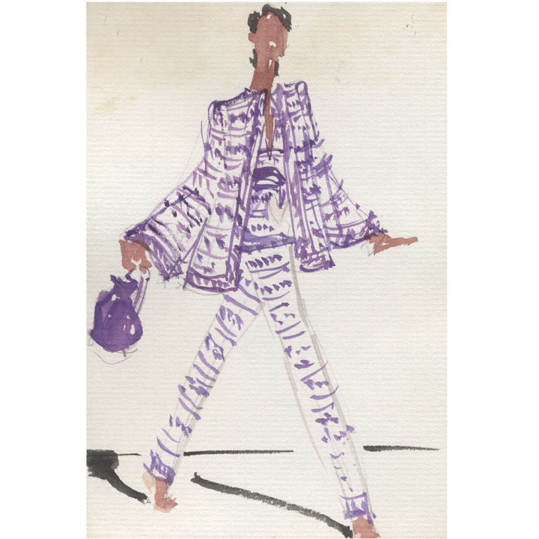 Joe Eula Fashion Illustration for Halston at 1stDibs