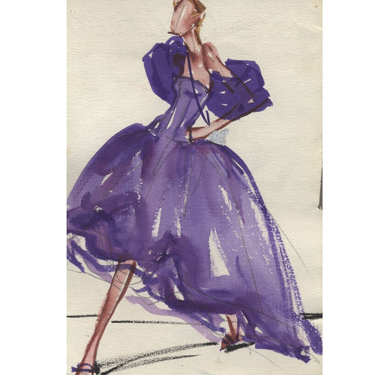Joe Eula Fashion Illustration for Halston at 1stDibs