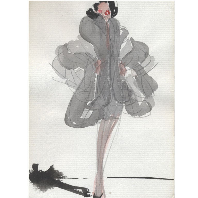 Joe Eula Fashion Illustration for Halston at 1stDibs