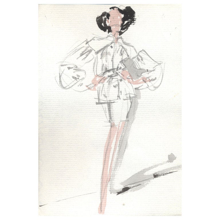 Joe Eula Fashion Illustration for Halston at 1stDibs