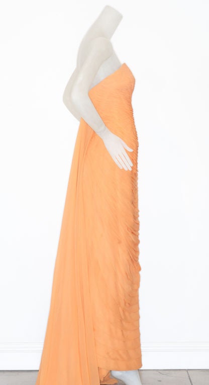 1950s Italian Haute Couture Tangerine Colored Gown at 1stDibs