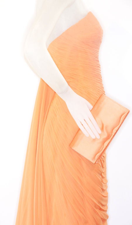1950s Italian Haute Couture Tangerine Colored Gown at 1stDibs