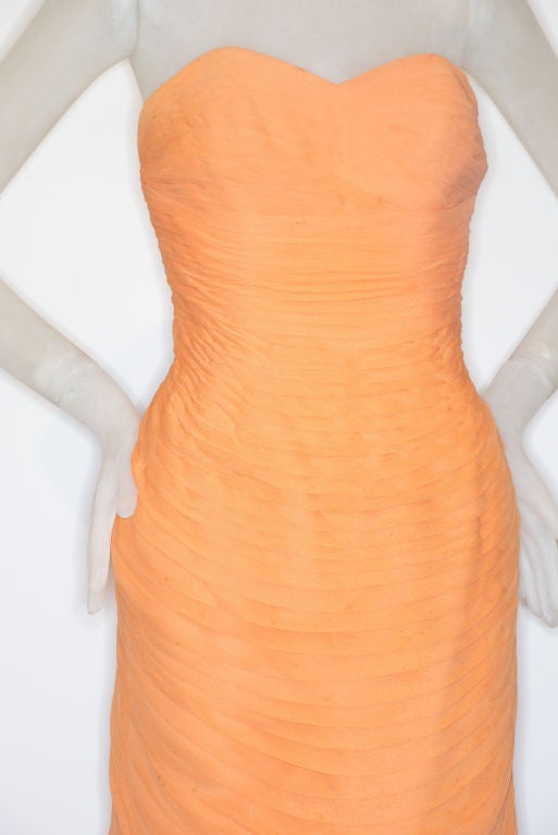 1950s Italian Haute Couture Tangerine Colored Gown at 1stDibs