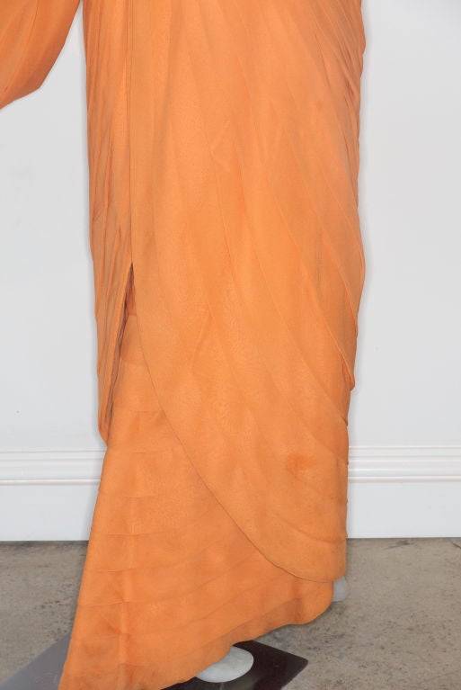 1950s Italian Haute Couture Tangerine Colored Gown at 1stDibs