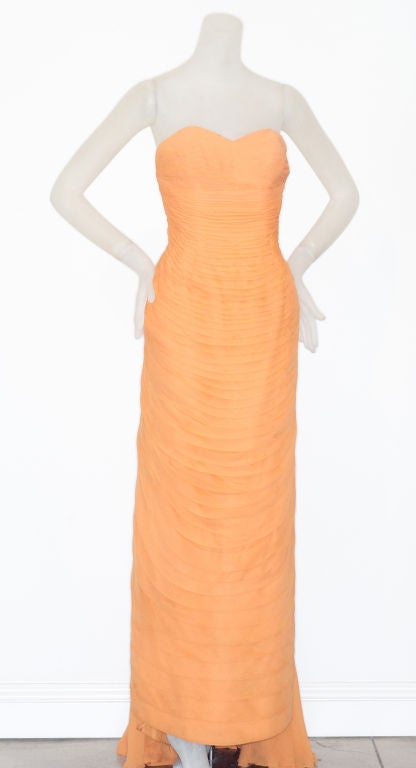 1950s Italian Haute Couture Tangerine Colored Gown at 1stDibs