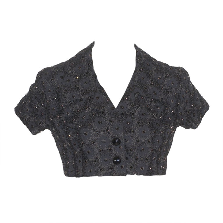 1980s Todd Oldham Bead Embroidered Cropped Top For Sale at 1stDibs