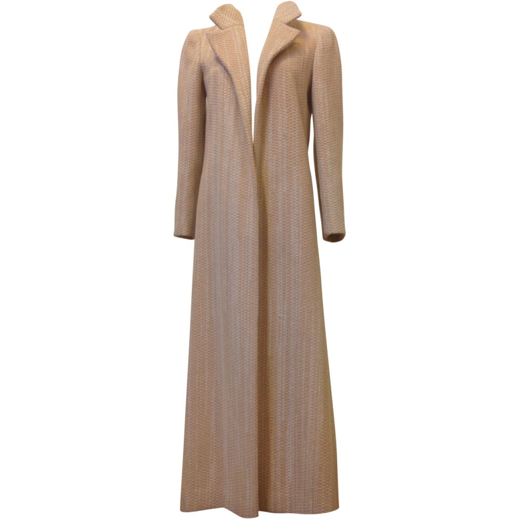 Chanel Cream Tweed Split Coat at 1stDibs