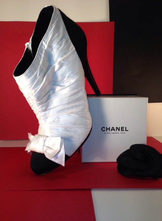 Chanel Black and White Booties at 1stDibs