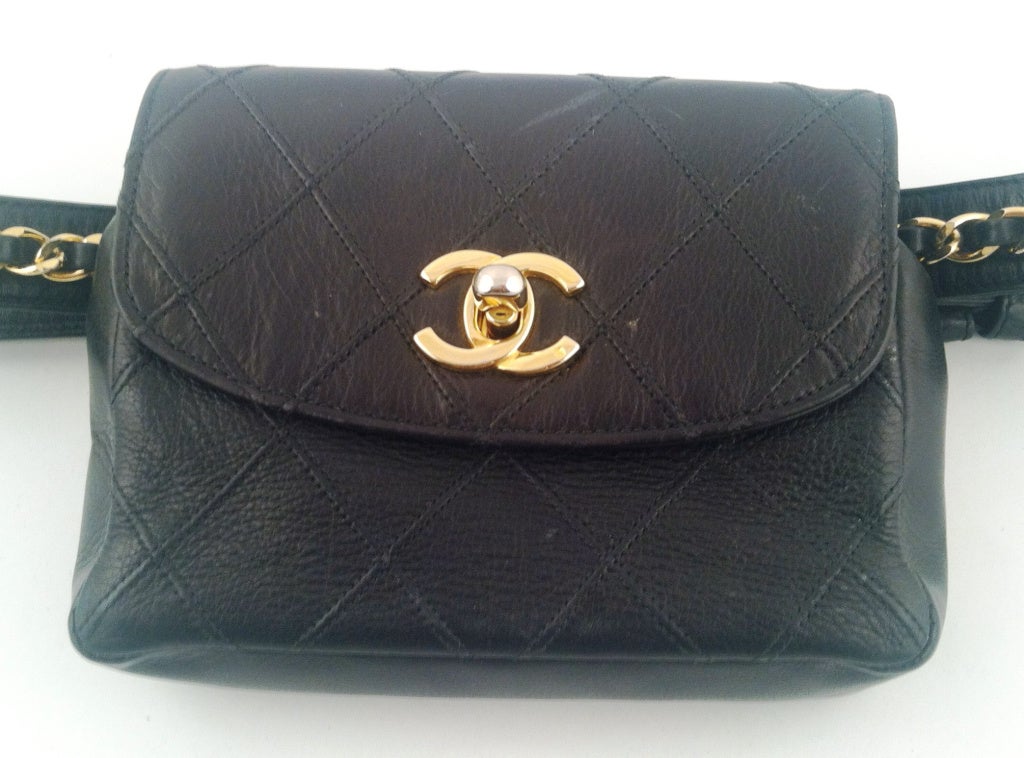 Vintage Chanel Quilted and Chain Belt Bag at 1stDibs