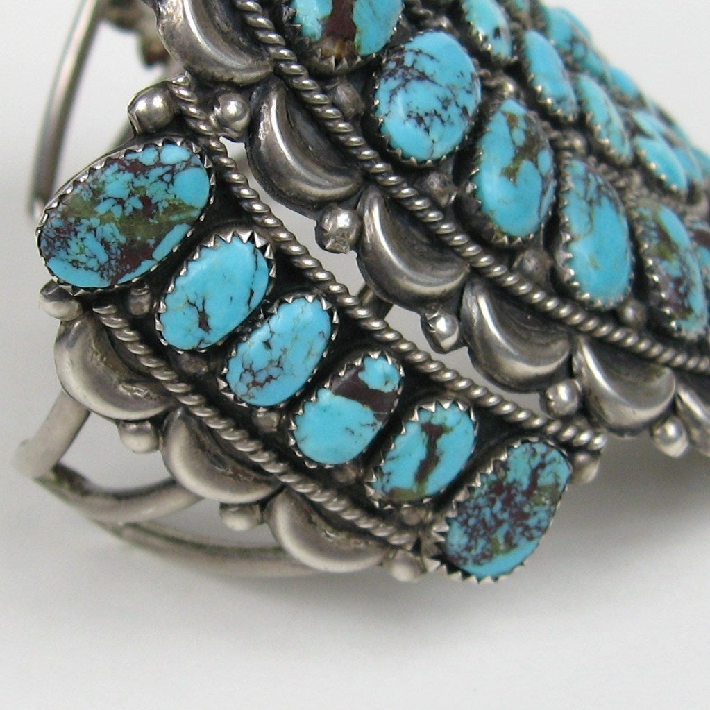 Native American Zuni Sterling Silver Turquoise Bracelet For Sale at 1stdibs