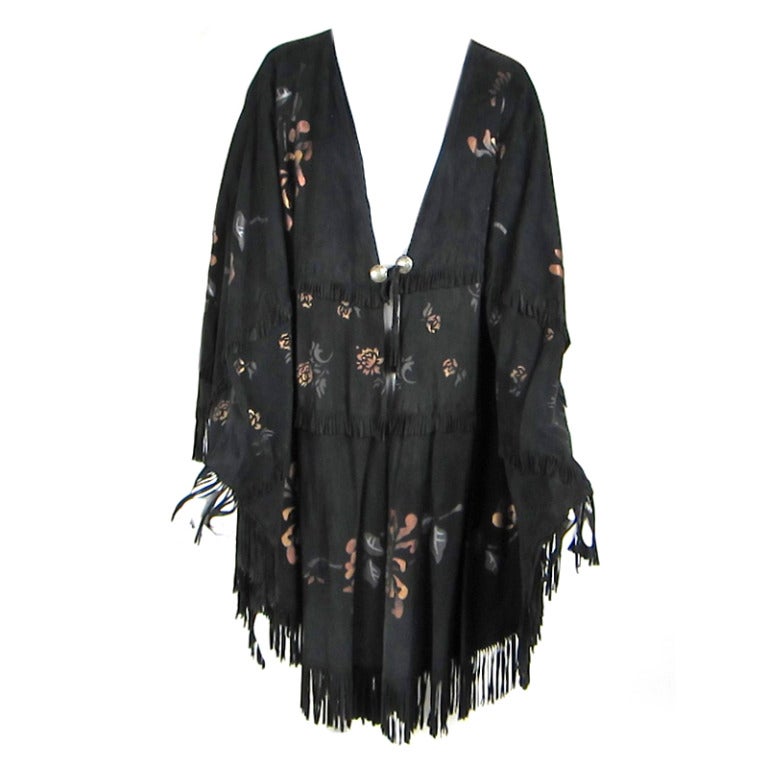 Char Santa Fe Hand Painted Suede Cape at 1stDibs