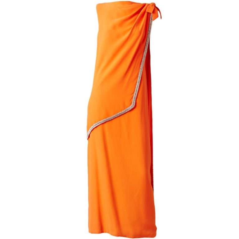 Geoffrey Beene Crepe Toga Dress at 1stDibs | orange toga